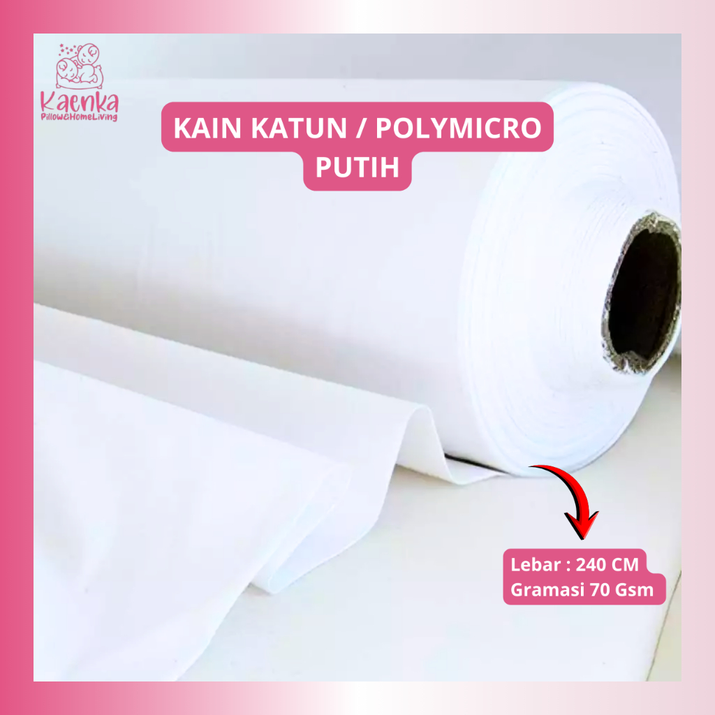 Jual Kain Katun / Polymicro Putih Lebar 240cm Gramasi 70 Gsm | Shopee ...