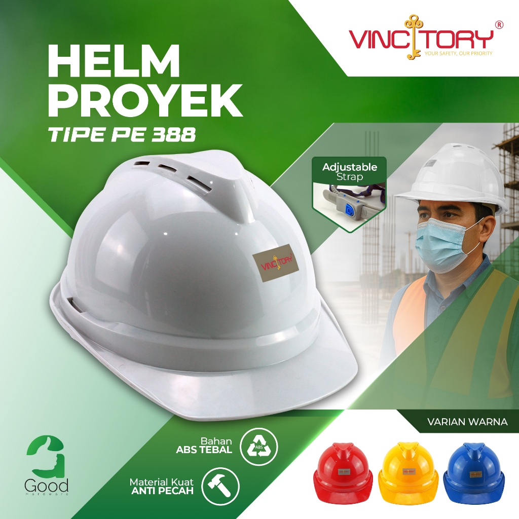 Jual Vincitory Helm Proyek Safety Anti Pecah Helmet Keselamatan Kerja ...