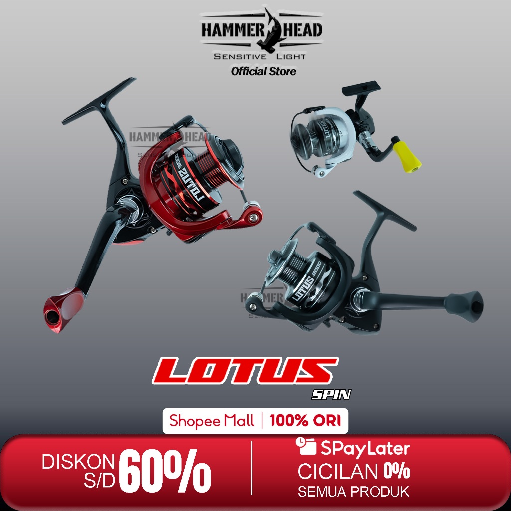 Jual HAMMER HEAD Reel Spinning LOTUS SPIN 3000 Drag 5kg One Touch ...