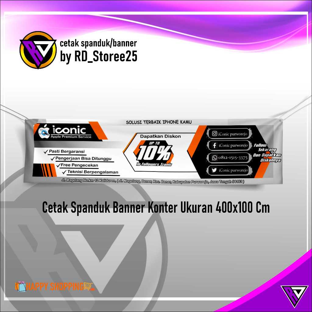 Jual Cetak Spanduk Banner Konter Ukuran 400x100 Cm | Shopee Indonesia