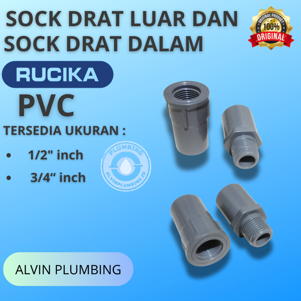 Jual [ 1/2 inch] 1 set Pvc Rucika SDL AW dan SDD AW 1/2 Inch | Sok Drat ...