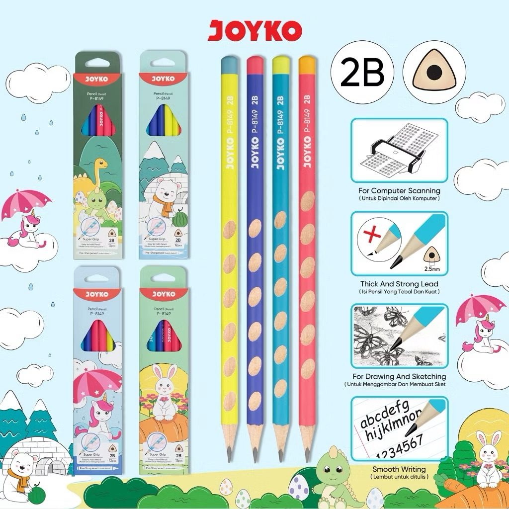 Jual PENSIL KAYU 2B JOYKO SUPER GRIP P-8149 (1 BOX ISI 12 PCS) | Shopee ...