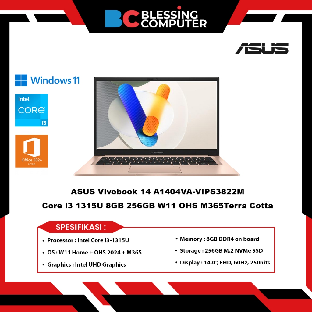 Jual ASUS Vivobook 14 A1404VA VIPS3822M Core i3 1315U 8GB 256GB W11 OHS ...