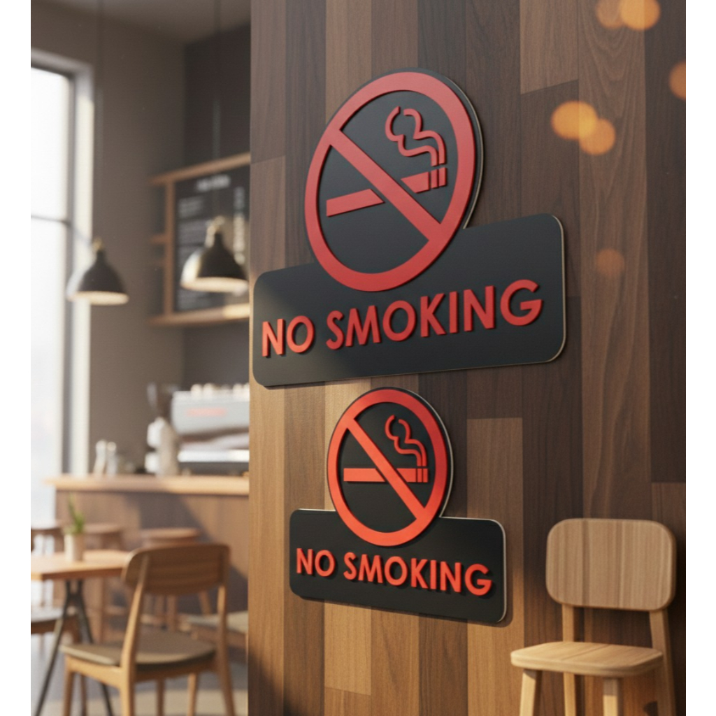 Jual Papan Akrilik Timbul GOLD No Smoking Tanda Dilarang Merokok ...