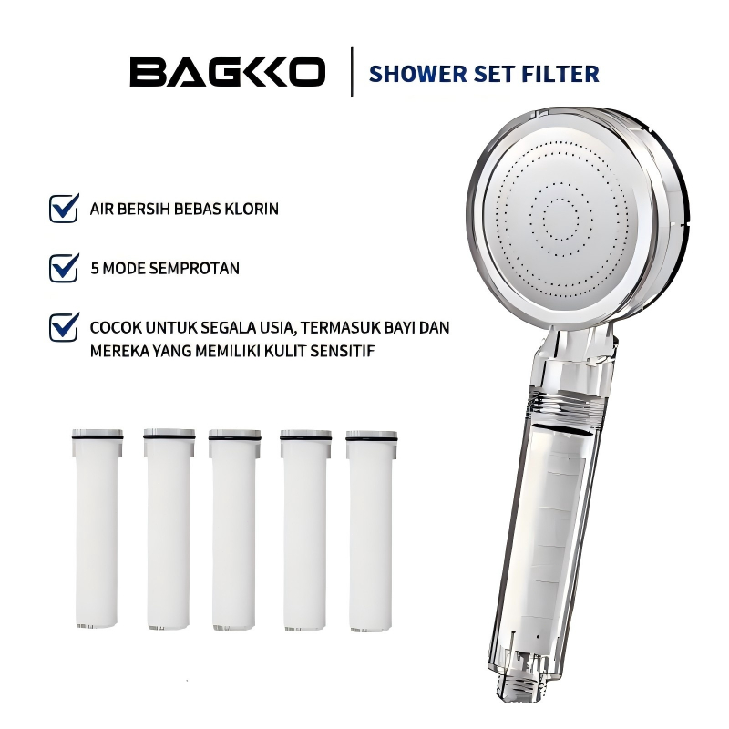 Jual BAGKKO Shower Filter Head Kamar Mandi Kepala Melembutkan Kuli ...