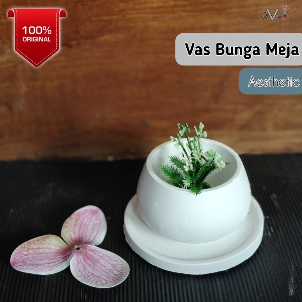 Jual Vas bunga meja-vas bunga estetik-pot bunga bulat-pot semen-vas ...