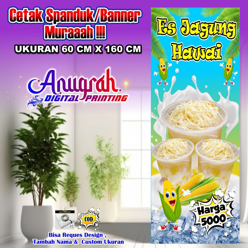 Jual Spanduk Banner Es Jagung Hawai Ukuran 60 cm x 160 cm | Shopee ...