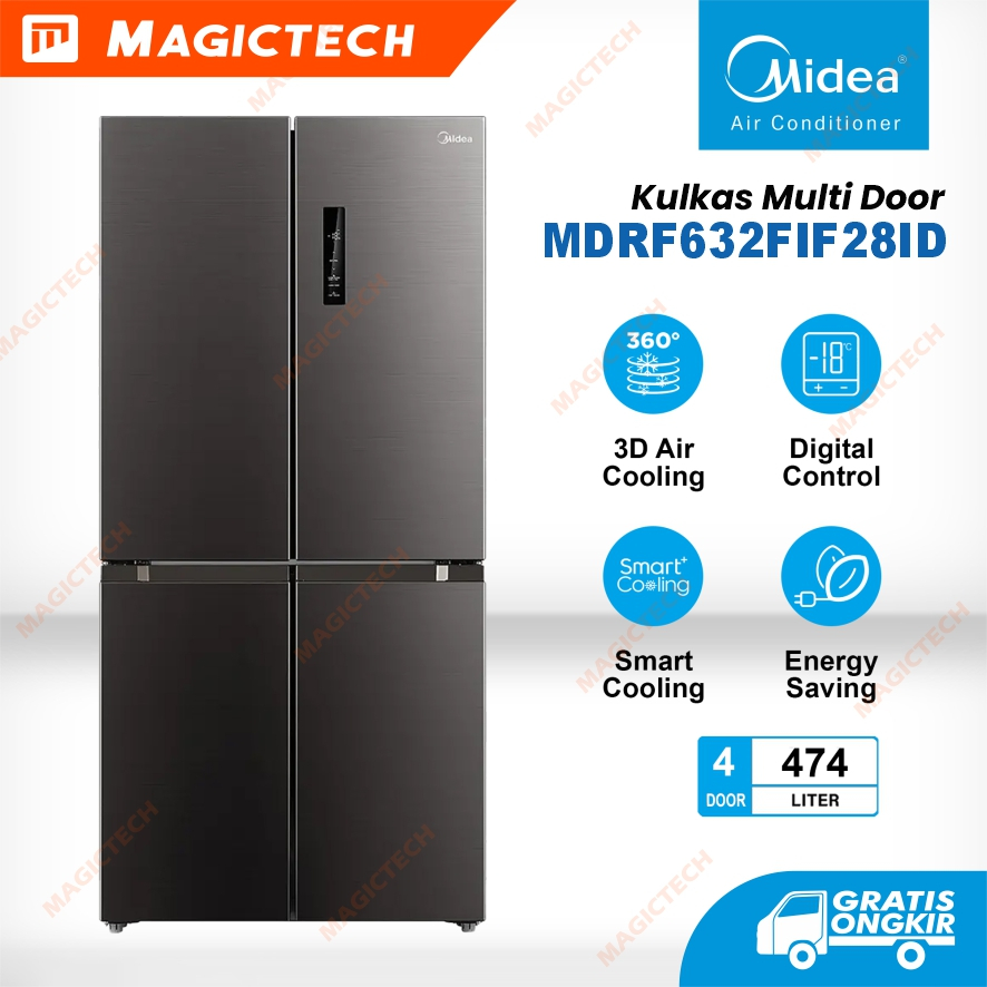Jual Kulkas Midea Multi Door 4 Pintu 470 L MDRF632FIF28ID Inverter 470L ...