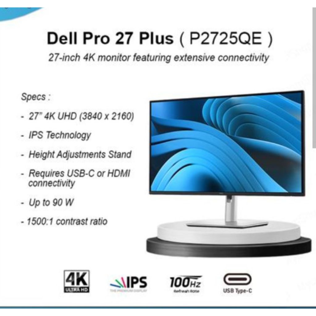 Jual Monitor Dell Pro Plus P2725QE 27-Inch Class 4K UHD IPS Backlit-USB ...