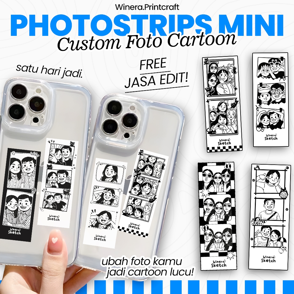 Jual Photostrip Mini Custom Wajah Kartun Lucu – Cetak Foto Jadi Kartun ...