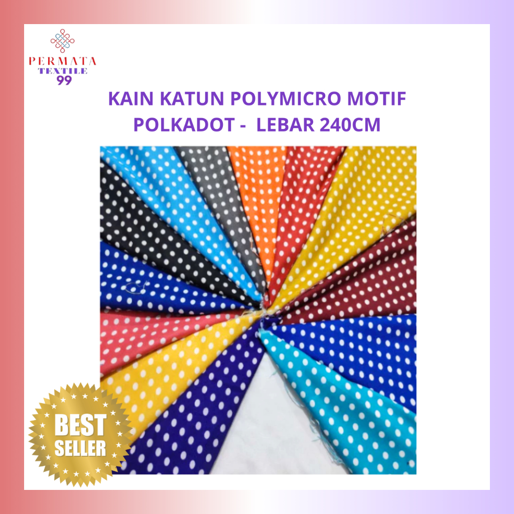 Jual Kain Katun Polymicro motif Polkadot Lebar 240cm | Shopee Indonesia