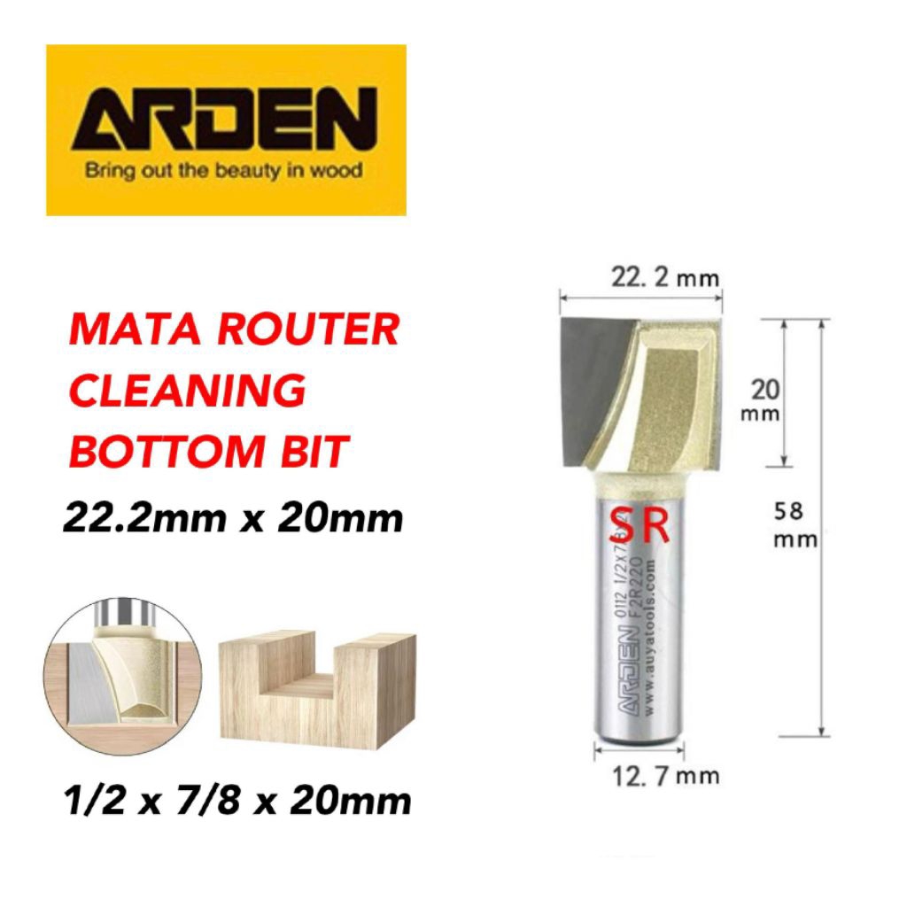 Jual Mata Router/ Profil 22mm × 20mm As 1/2 Cleaning Bottom Bits Merk ...