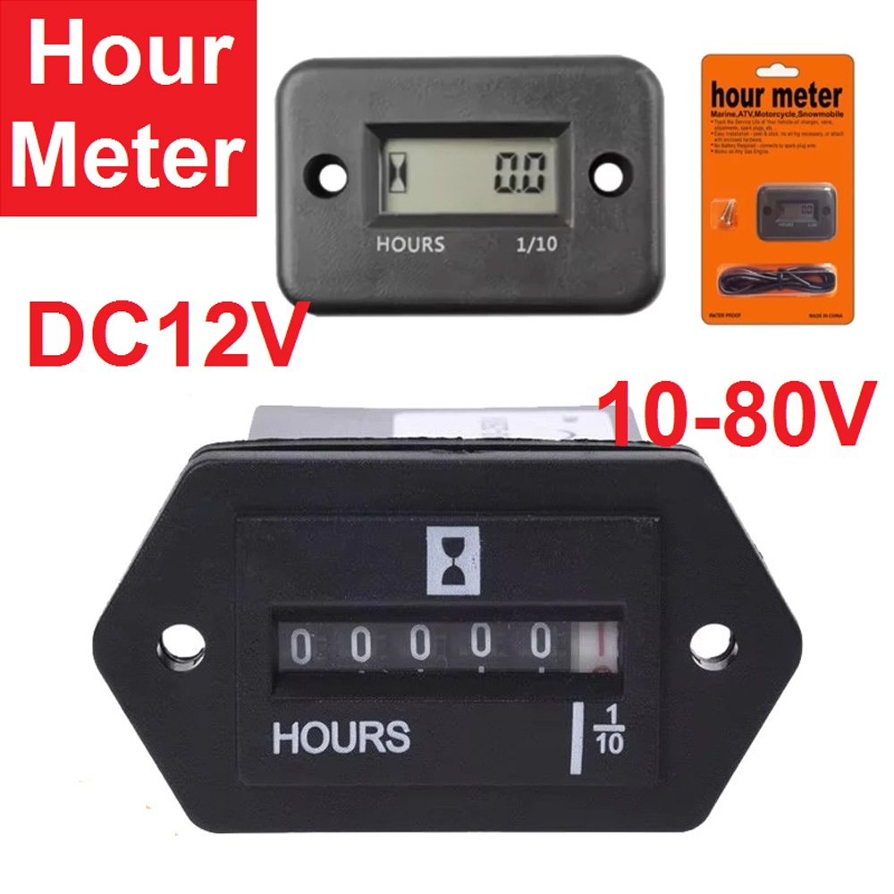 Jual Digital Hour Meter HourMeter DC 12V 10V-80V WaterProof Excavator ...