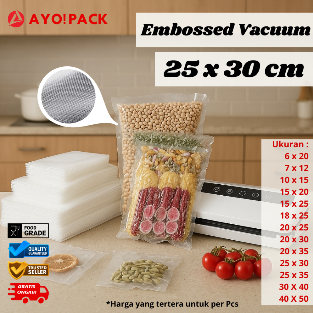 Jual 25 X 30 cm Plastik Vakum Makanan Frozen Embos Plastic Vacuum ...