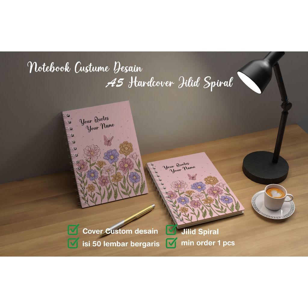 Jual Notebook Custom desain / Hardcover ukuran a5 / isi 50 lembar ...