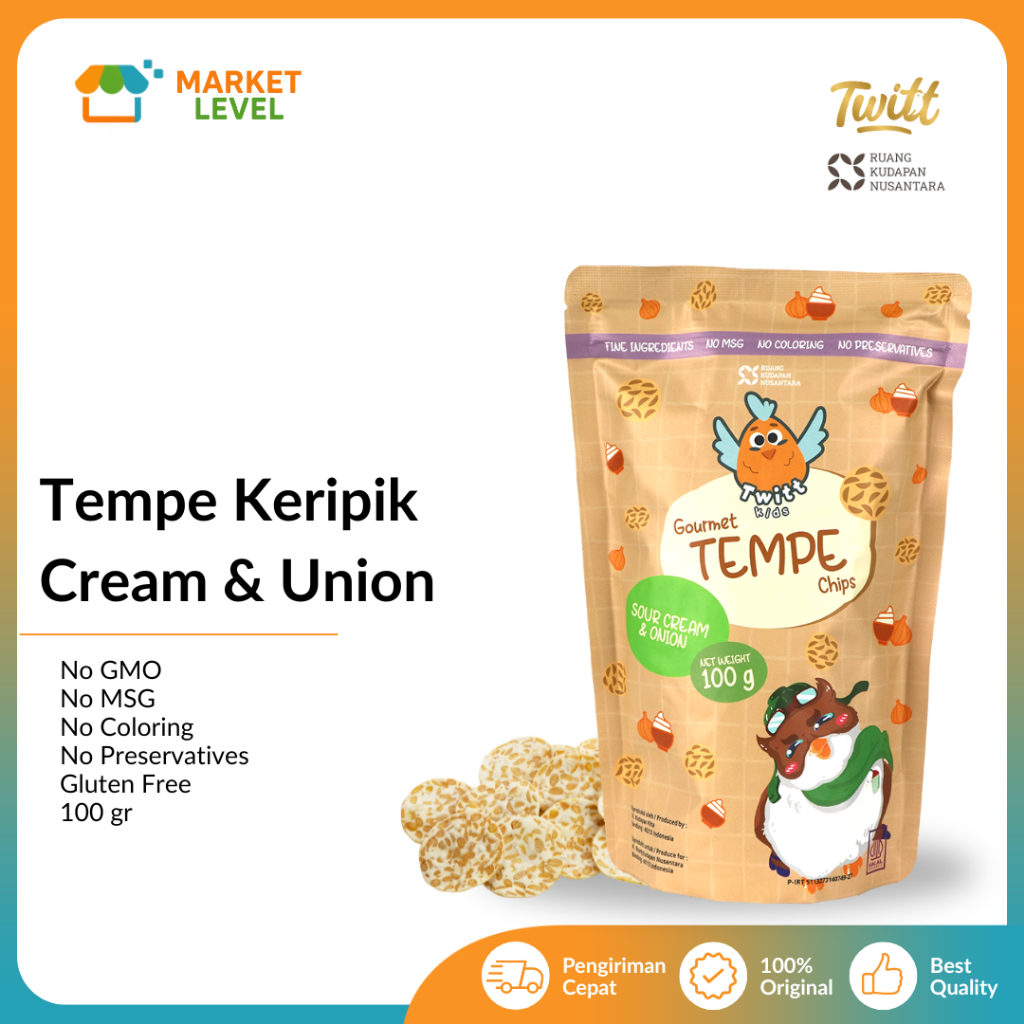 Jual Twitt Kids - Gourmet Tempe Chips Sour Cream & Onion 100g | Shopee ...