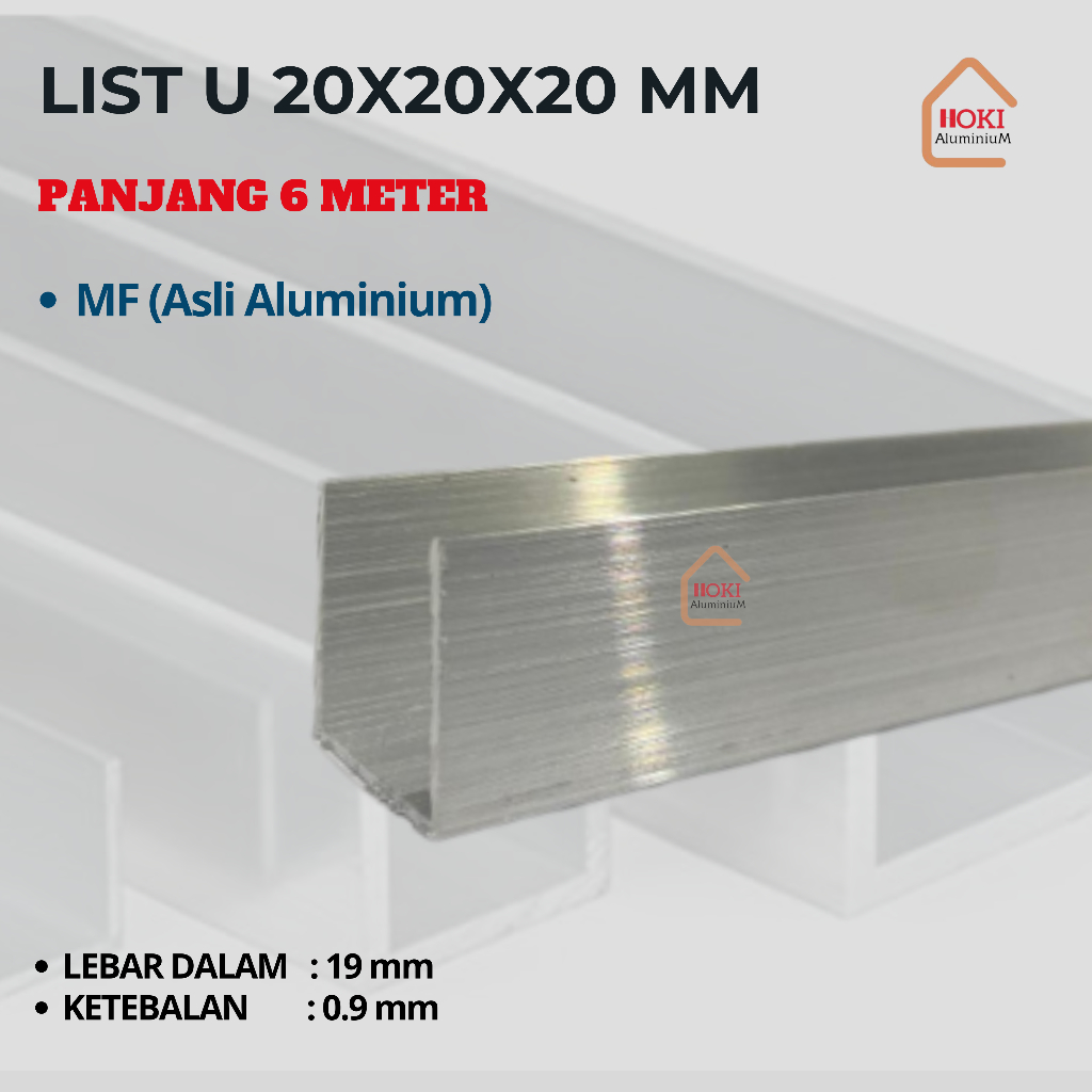 Jual LIST U / CHANNEL U ALUMINIUM 20x20x20 MM *GRATIS ONGKOS POTONG ...