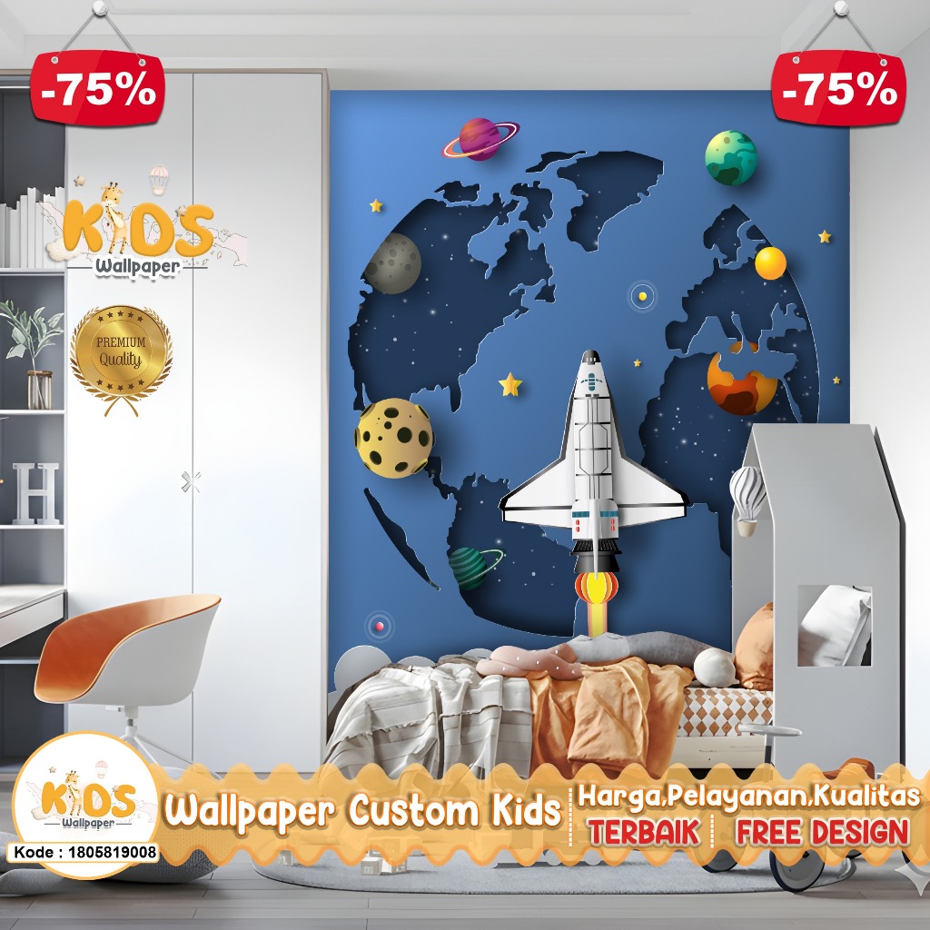 Jual Wallpaper Dinding Custom 3D Tema Astronot | Animasi Hewan ...