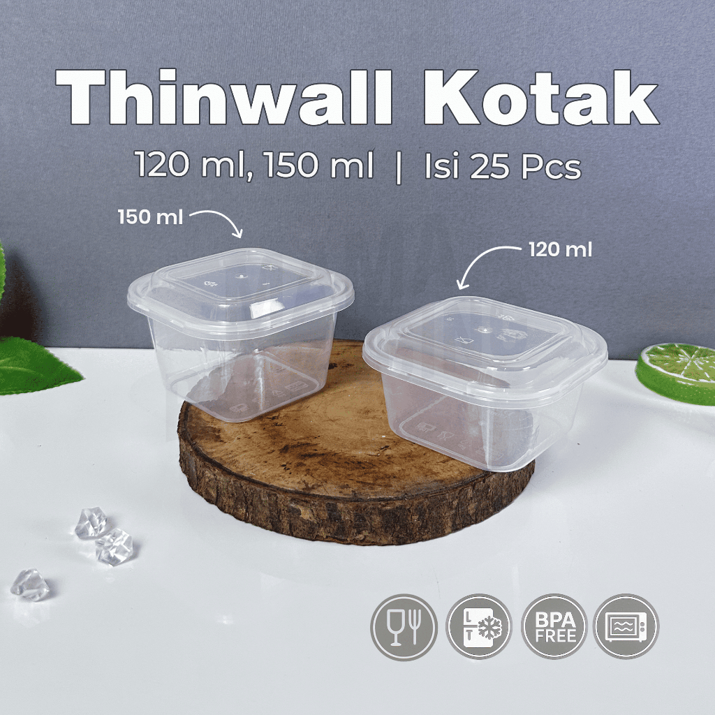 Jual [25PCS] Thinwall Kotak DM 120 ml 150 ml / Anti Pecah / Square ...
