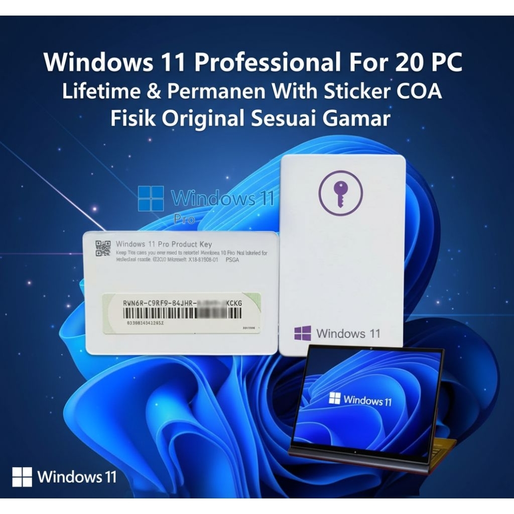 Jual Microsoft Windows 11 Pro - For 20 PC. Online Activation Lifetime ...