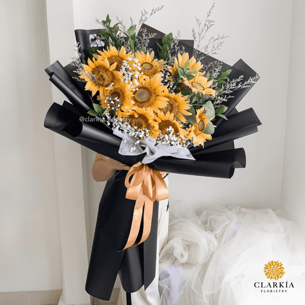 Jual Fresh Sunflower Bouquet Clarkia | Buket Bunga Asli Matahari ...