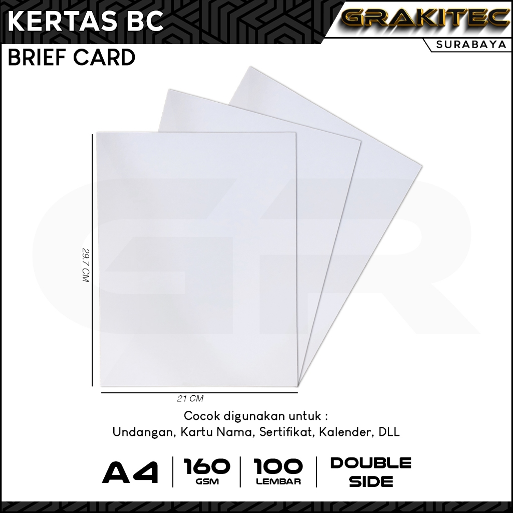 Jual Kertas BC / Brief Card 160 Gsm A4 isi 100 Lembar double side ...