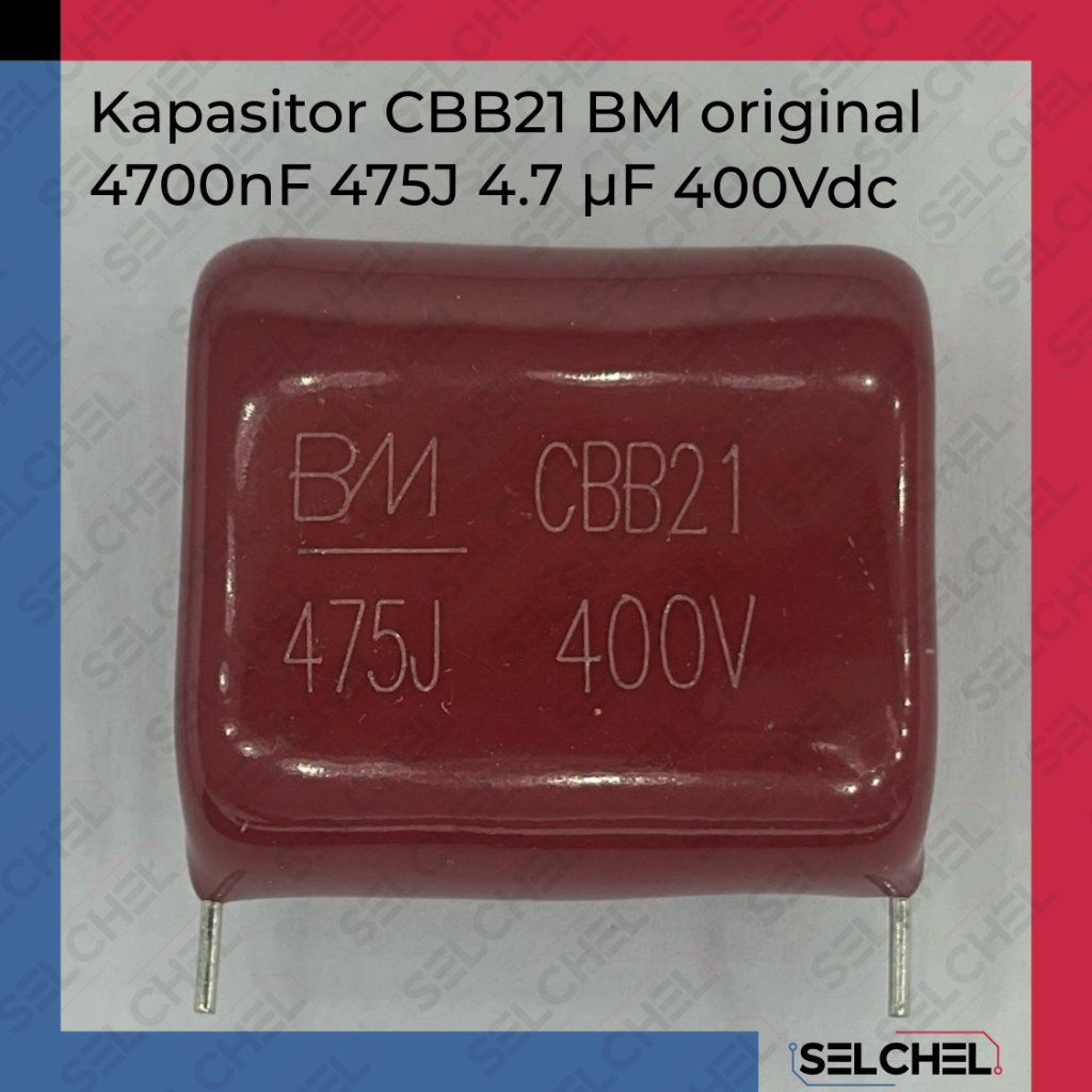 Jual Kapasitor Film CBB21 4u7 4700uF 400V 475J BM Original Merah Pitch ...