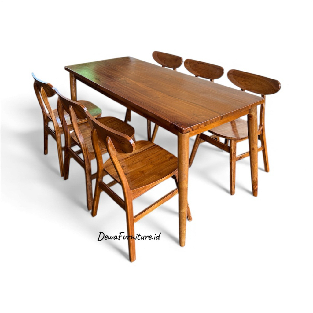 Jual meja makan & 6 kursi / cafe 80x160cm / dudukan jok | Shopee Indonesia