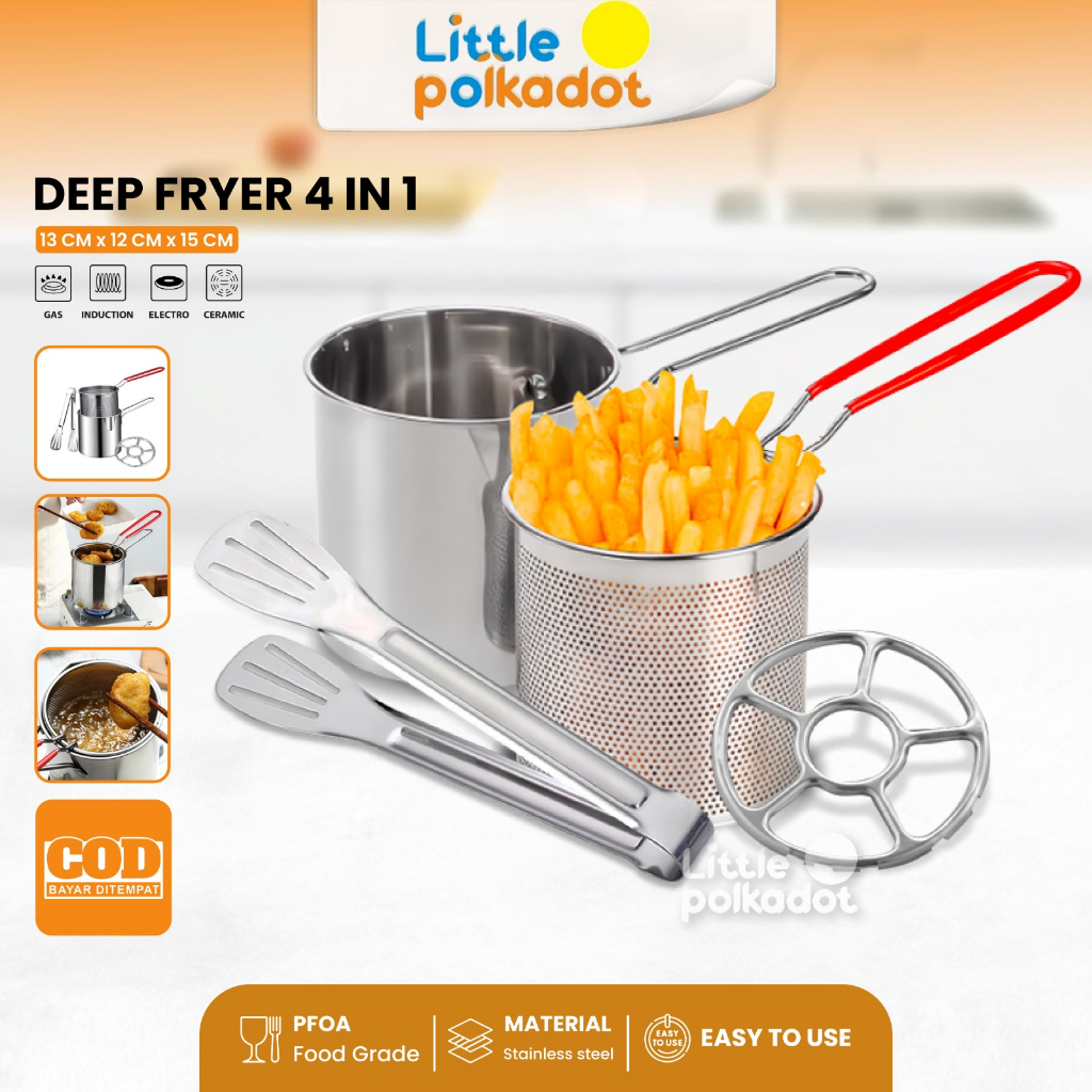 Jual Littlepolkadot Deep Fryer 4 in 1 With box Multi Set Panci ...