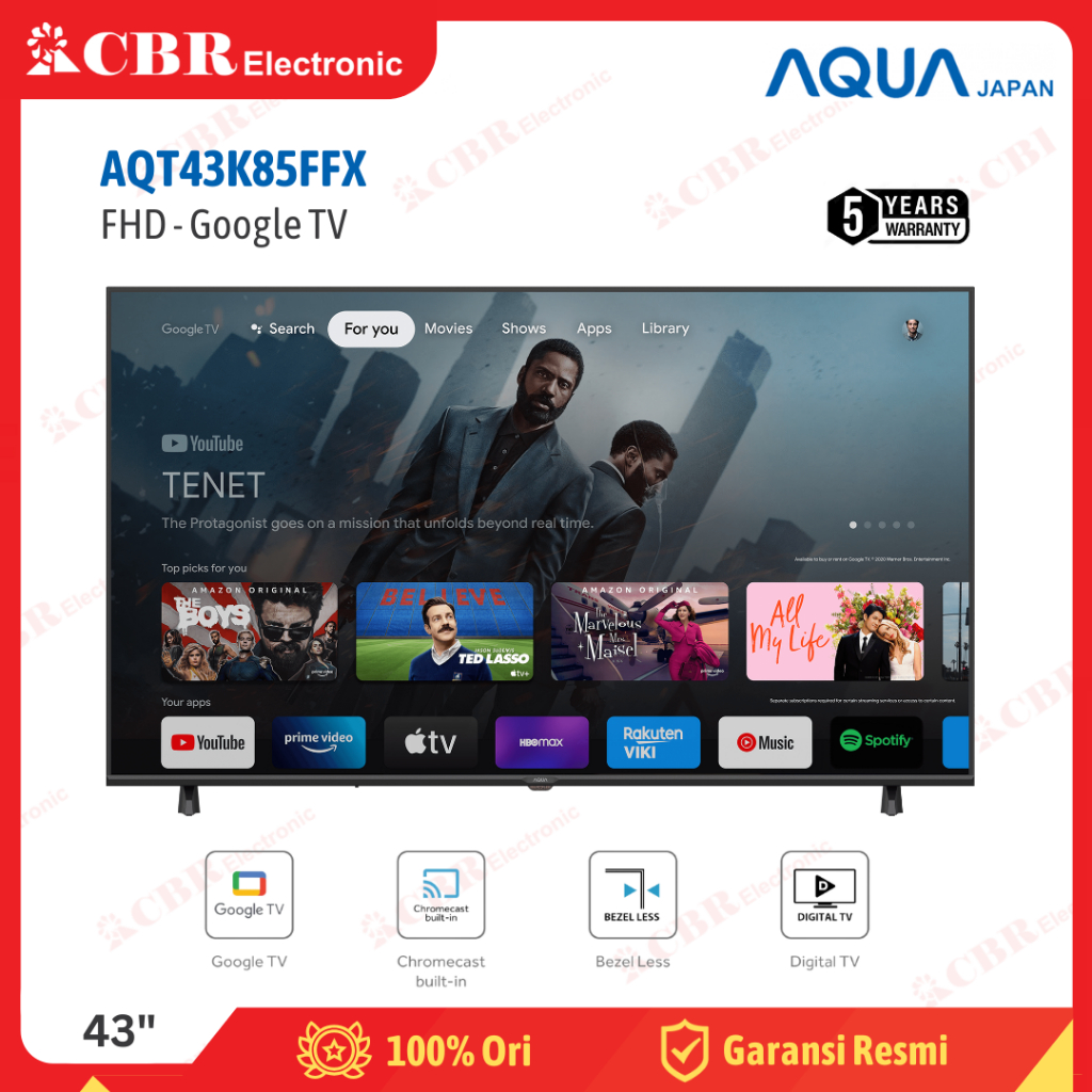 Jual TV AQUA 43 Inch LED AQT43K85FFX (FHD – Google TV) | Shopee Indonesia