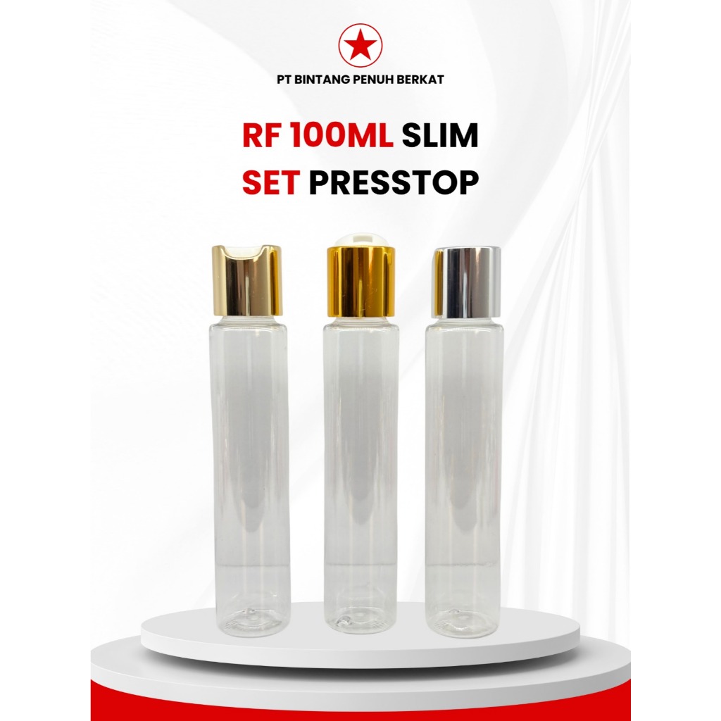 Jual BOTOL RF 100ML SLIM N24 CLEAR TUTUP PRESSTOP N24 DARK GOLD SILVER ...