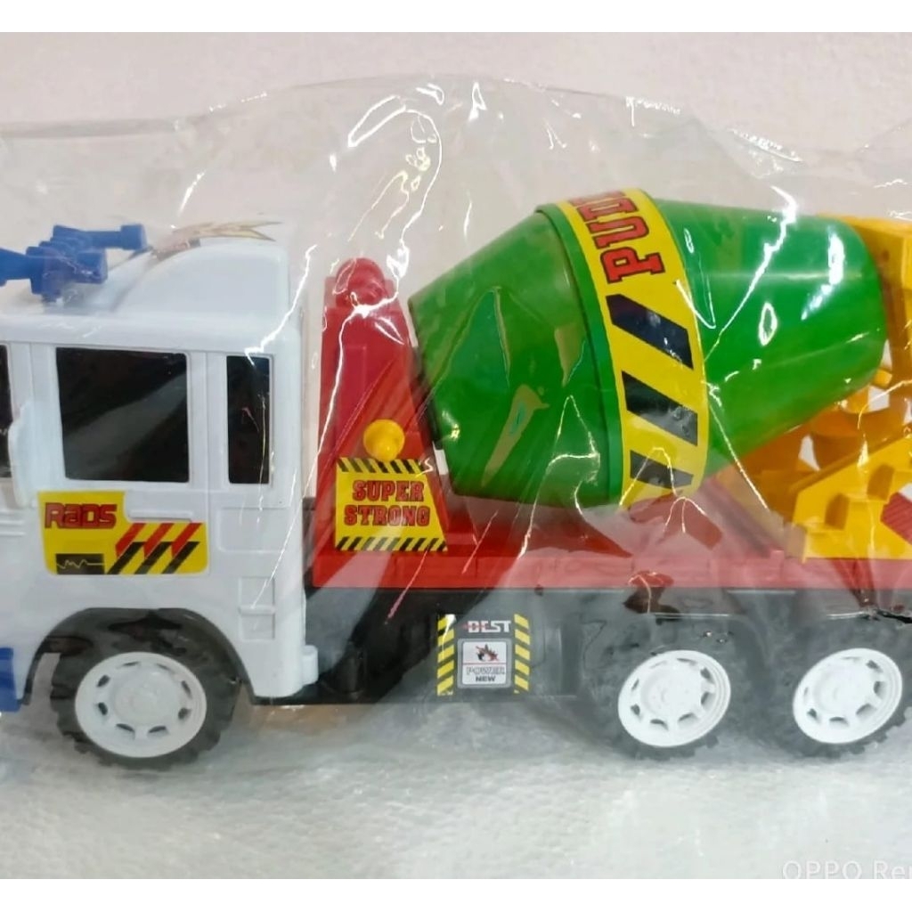 Jual Mainan Mobil Truk Molen,truck Beton, Merah dengan Roda Putih dan ...
