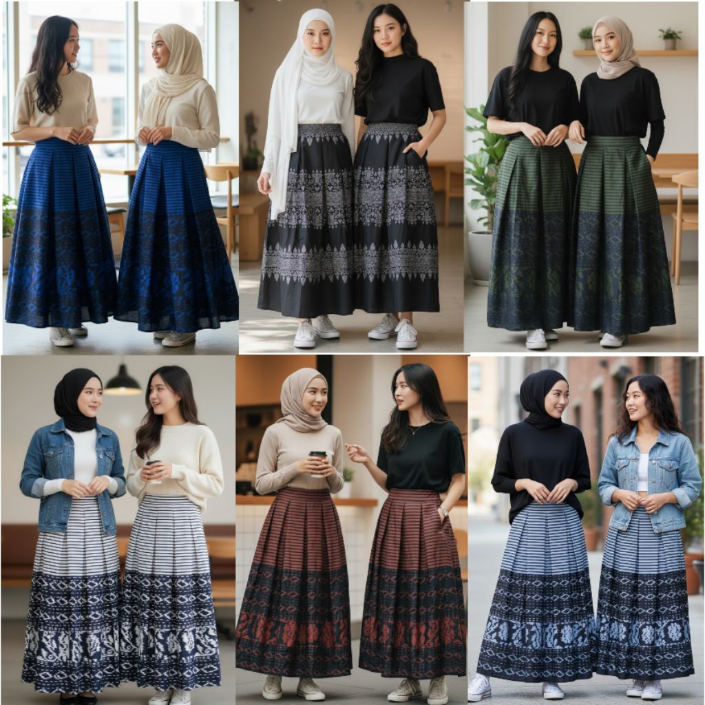 Jual Rok Wanita Modern Motif Songket Terbaru Pinggang Karet Elastis Rok ...