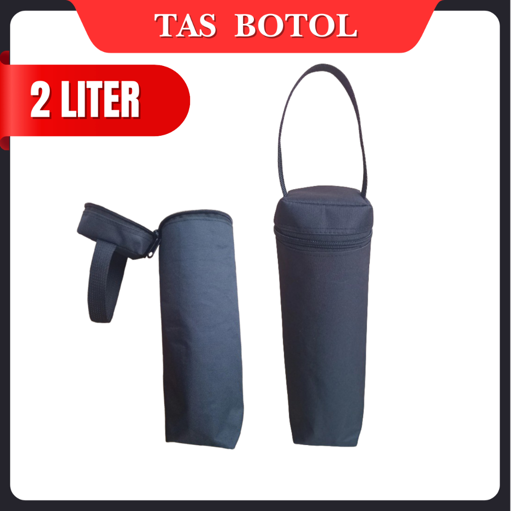 Jual 2 LITER | Tas Botol Minum Hitam Polos Anti Air | Shopee Indonesia