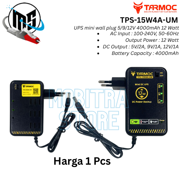 Jual Tarmoc TPS-15W4A-UM | UPS mini wall plug 5/9/12V 4000mAh 12 Watt ...