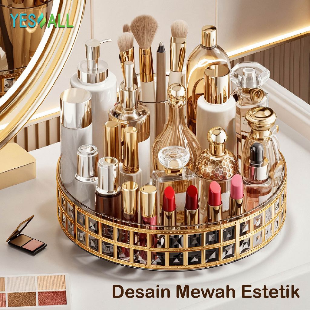 Jual YESALL Rak Kosmetik Aesthetic 360 Putar – Tray Skincare & Parfum ...
