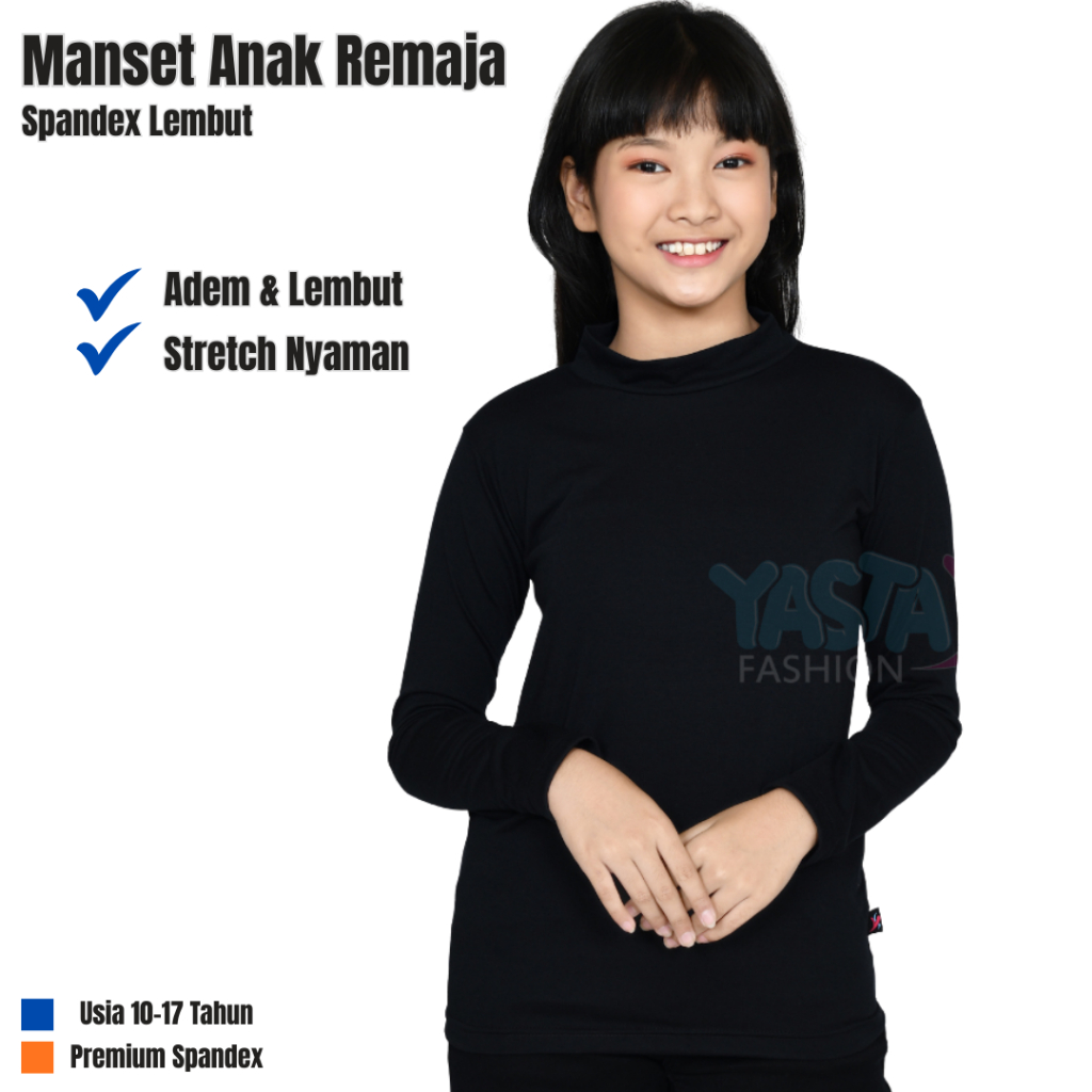 Jual Baju Manset Lengan Panjang Anak Remaja Hitam Usia 10-15 Tahun ...