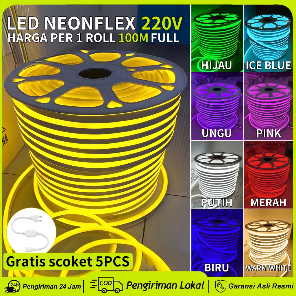 Jual 100M 50M 220V Lampu Strip Neon Flexibel 1 roll 100 Meter 1 roll 50 ...