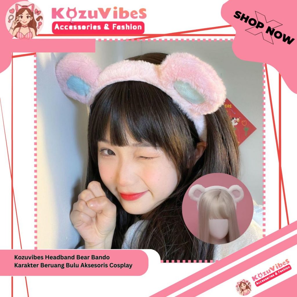 Jual Kozuvibes Headband Bear Bando Karakter Beruang Bulu Aksesoris ...