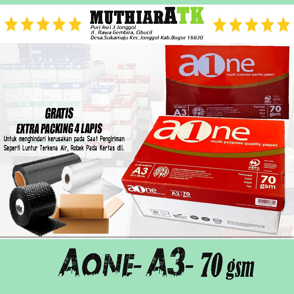 Jual AONE A3 - Kertas HVS A3 70 gsm (Satuan Rim 500 Lembar) | Shopee ...