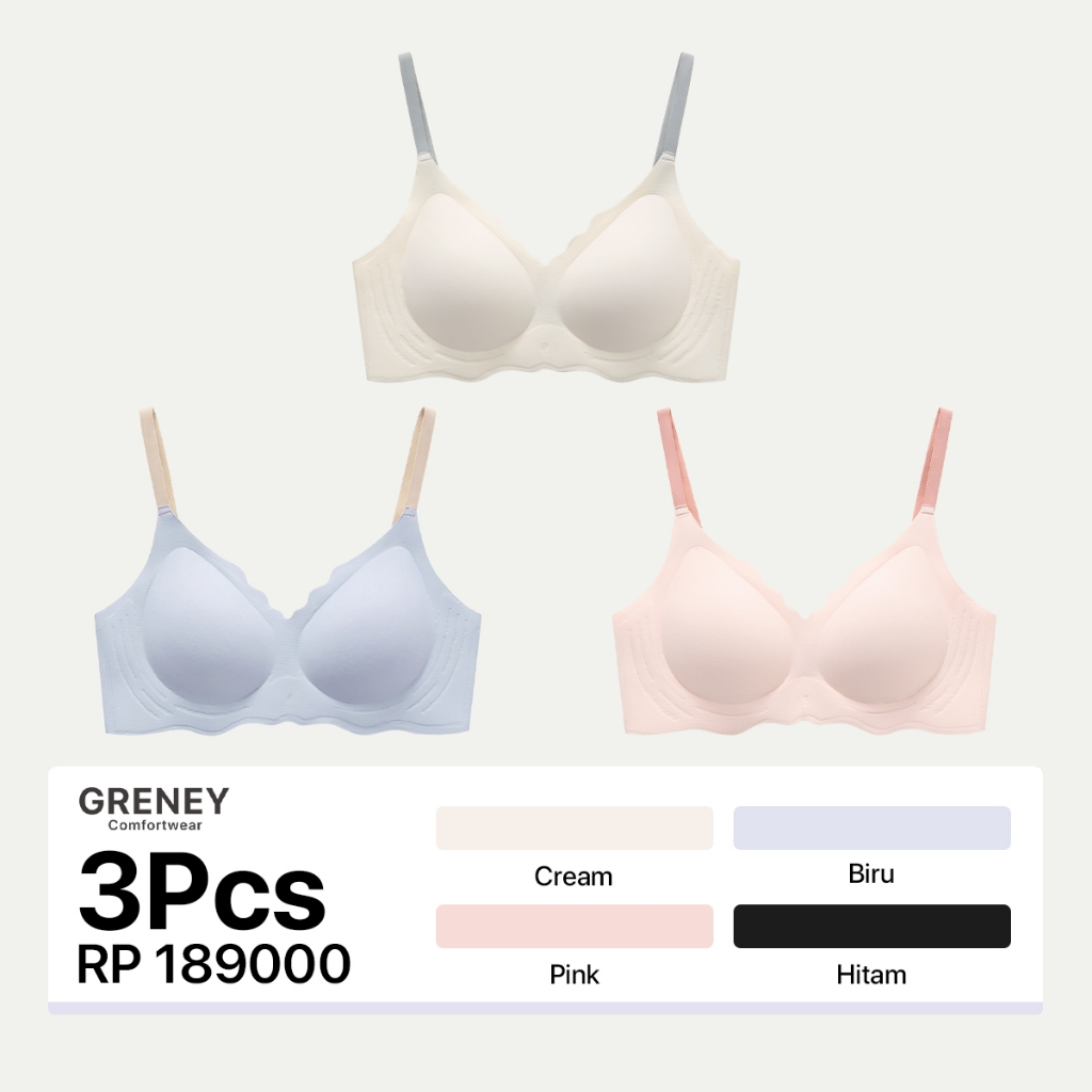 Jual GRENEY-Gbras-Paket bra (3PCS) Bra Gelombang Gesper 2 Push Up Bra ...