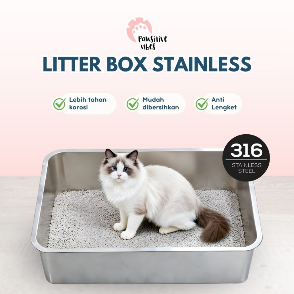 Jual Pawsitive Vibes Pet Litter Box Kucing Stainless Steel Bak Pasir ...
