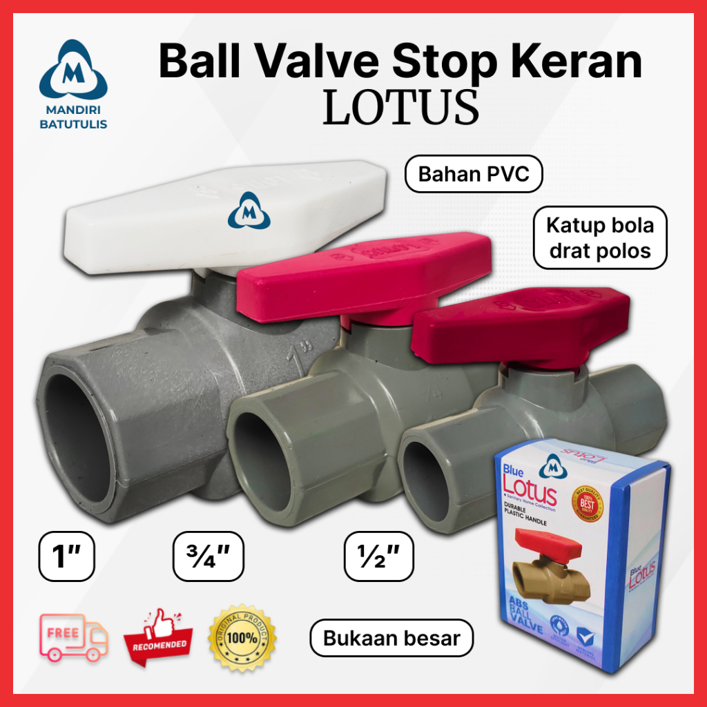 Jual TERMURAH Stop Kran 1/2" 3/4" 1" Plastik - Ballvalve Plastik- Ball ...