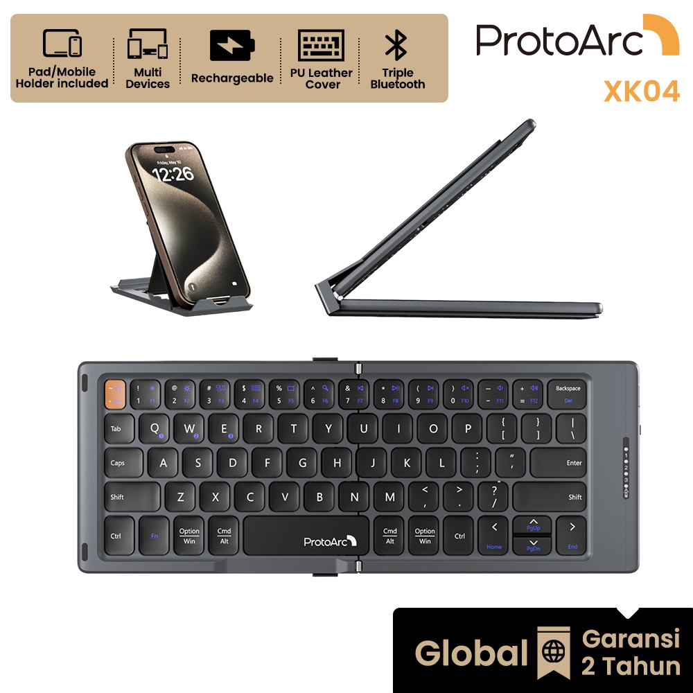 Jual ProtoArc XK04 Foldable Keyboard Lipat Wireless Triple Bluetooth ...