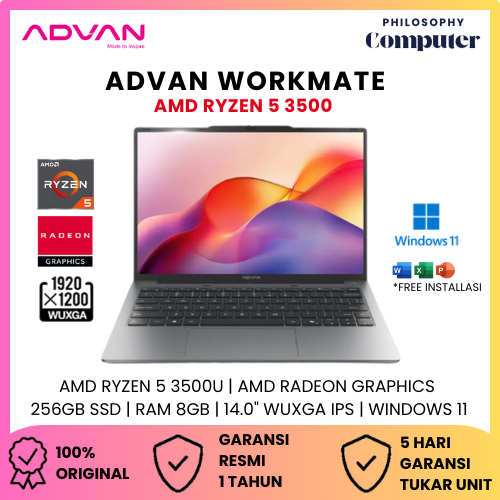 Jual Laptop ADVAN WORKMATE AMD RYZEN 5 3500 RAM 8GB SSD 256GB Windows ...