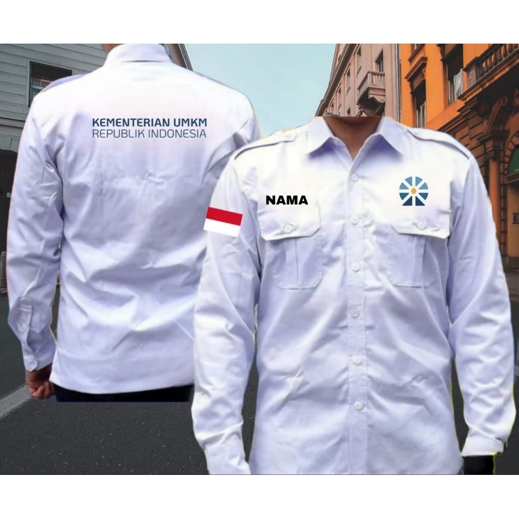 Jual ready stok kemeja KEMENTERIAN UMKM baju kementerian UMKM baju ...