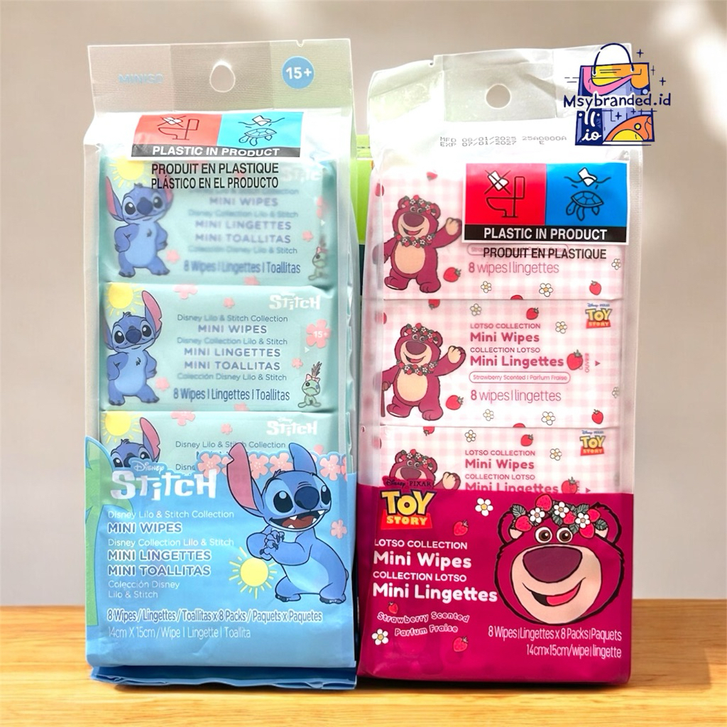 Jual MINISO MINI WIPES TISU BASAH 8pcs DISNEY STITCH BT21 LOTSO ...