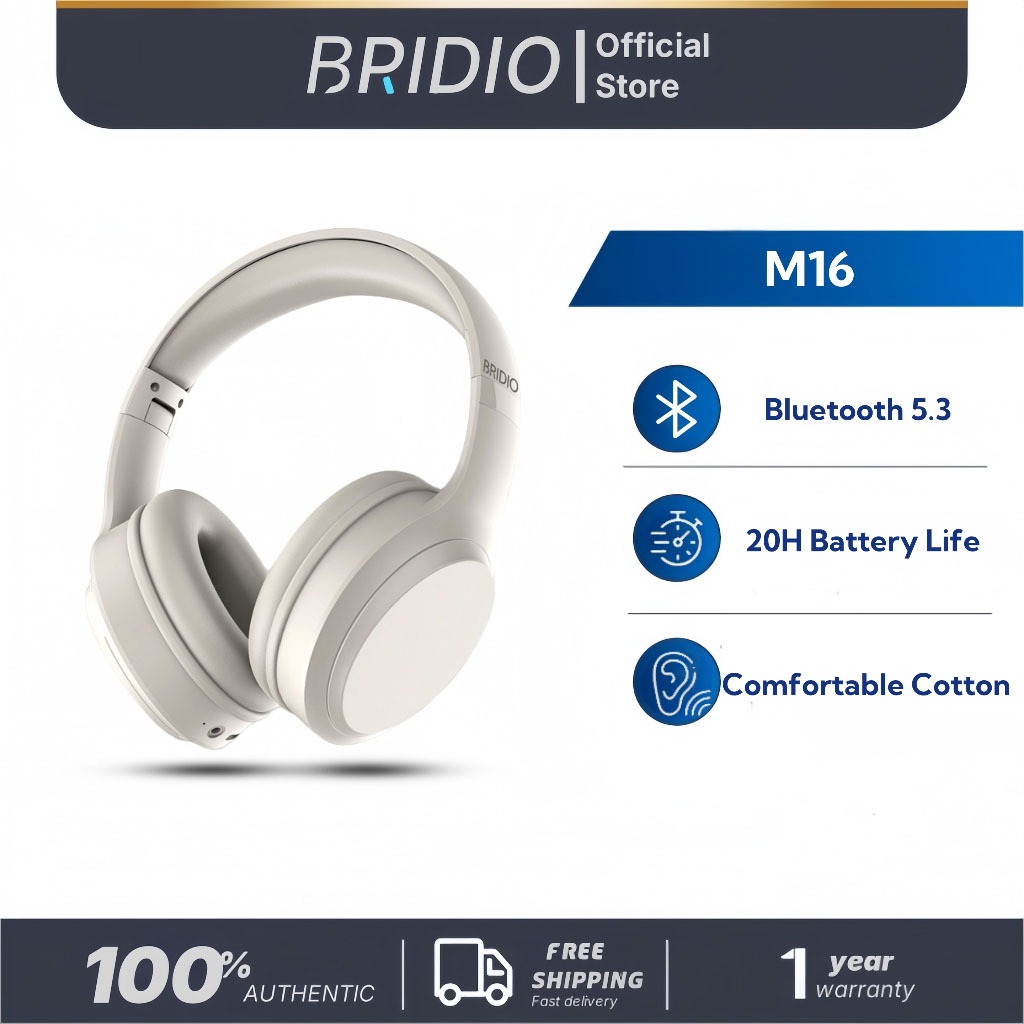 Jual Bridio M16 Wireless Headphone Protein Earmuffs Memory Foam Nyaman ...