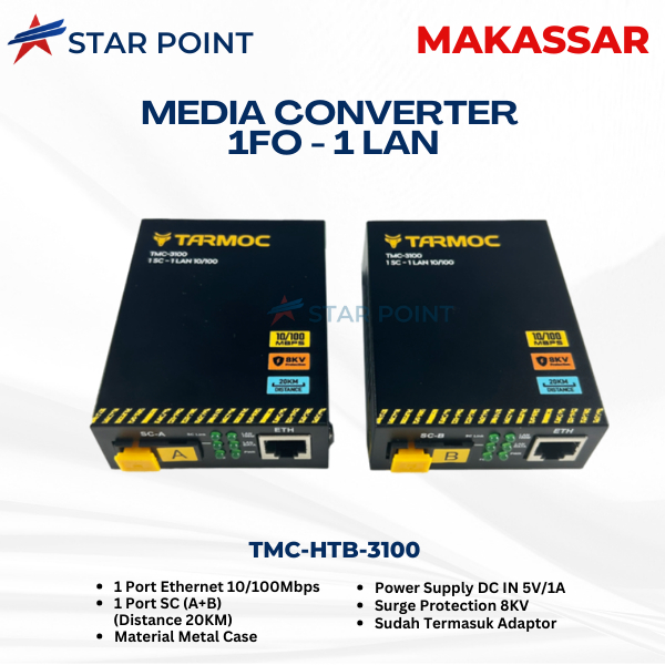 Jual Tarmoc TMC-HTB-3100 | Media Converter 1 FO 1 LAN 10/100Mbps ...