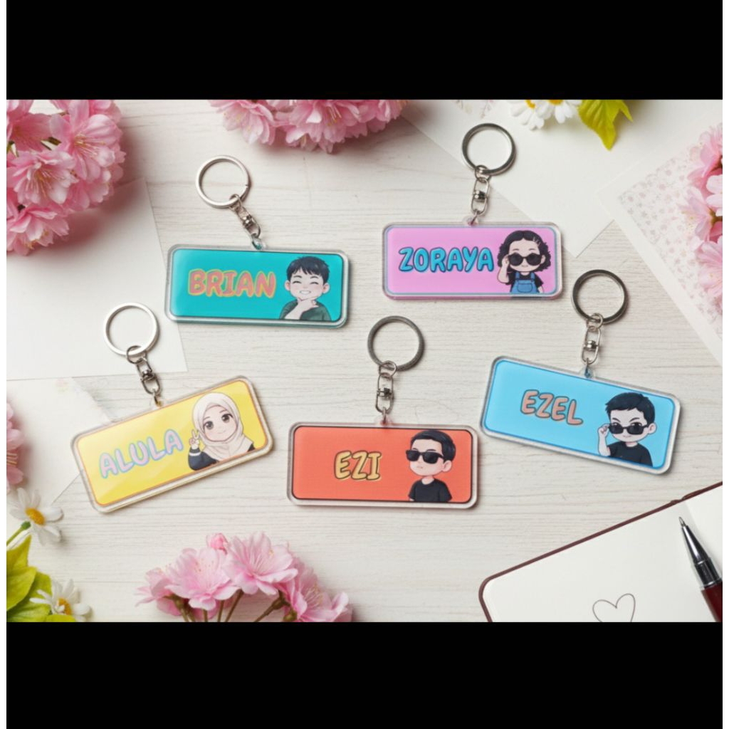 Jual Custom Character Acrylic Keychain – Edisi Nama & Karakter Kartun ...